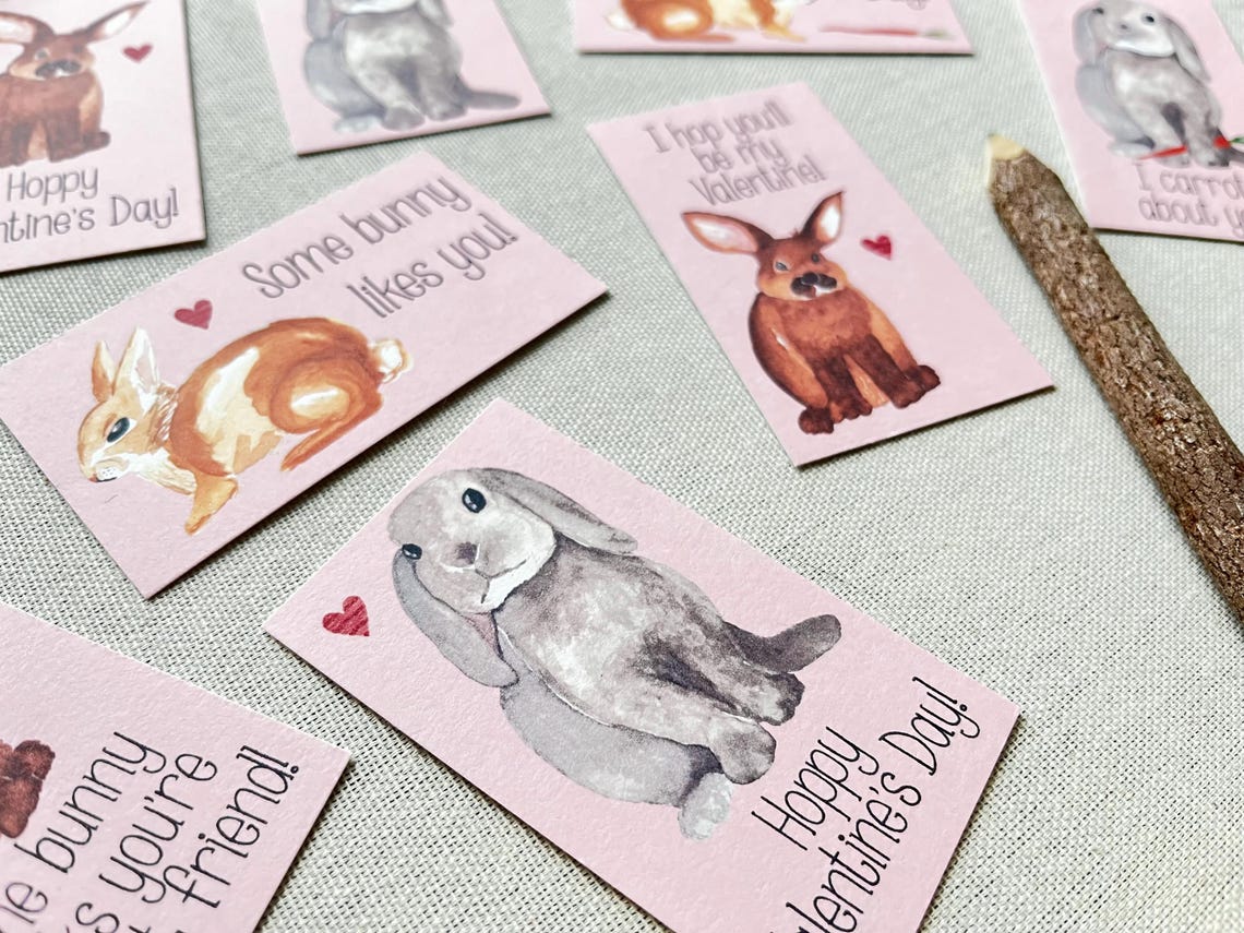 Sweet Rabbit Valentine's Day Cards for Kids - Printable Bunny ...