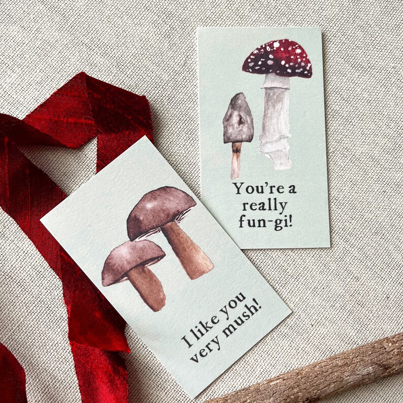 Watercolor Mushroom Valentine's Day Cards for Kids - Woodland Themed ...