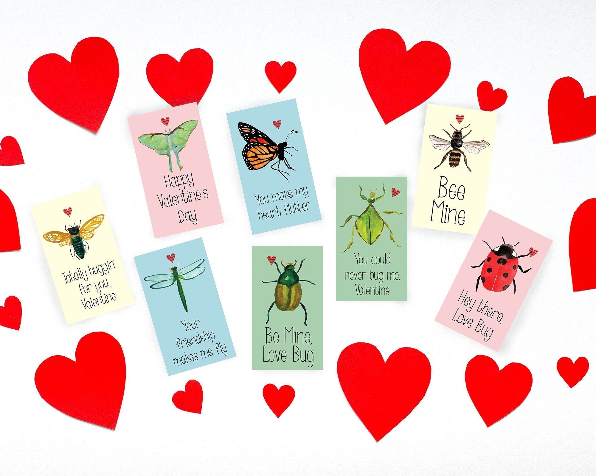 Love Bug Valentine Cards for Kids - Insect Valentine Printable ...