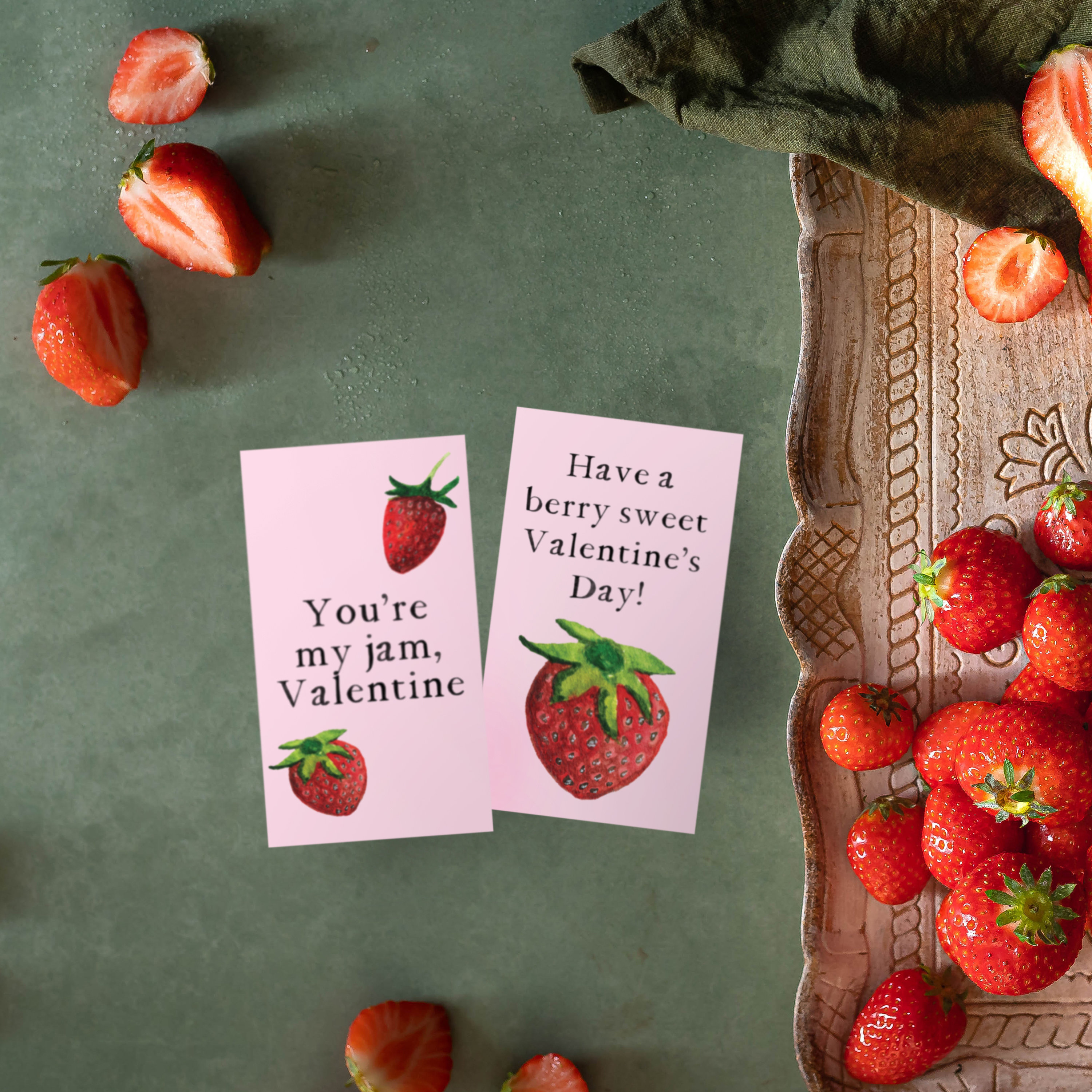 Printable Strawberry Valentines - DIY Berry Valentine's Day Cards for ...