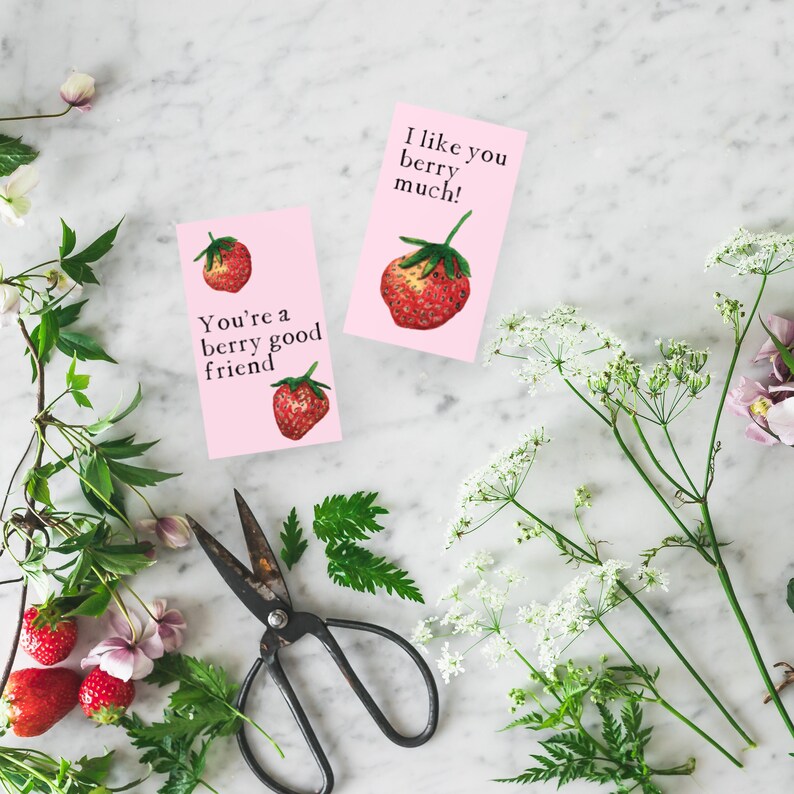 Printable Strawberry Valentines - DIY Berry Valentine's Day Cards for ...