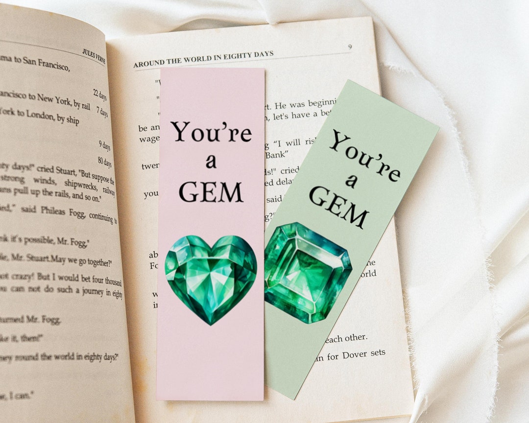 Printable Emerald Gem Bookmarks - You're a Gem Book Marks Set ...