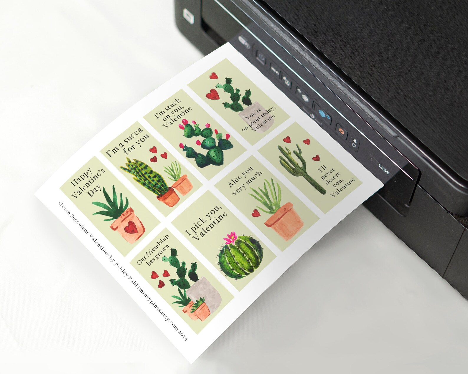 Succulent Valentines for Kids - Printable DIY Valentine's Day Cards for ...