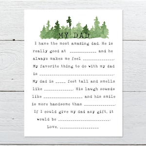 Printable Father's Day Gift - My Dad Print - Dad Libs - Fill in Gift ...