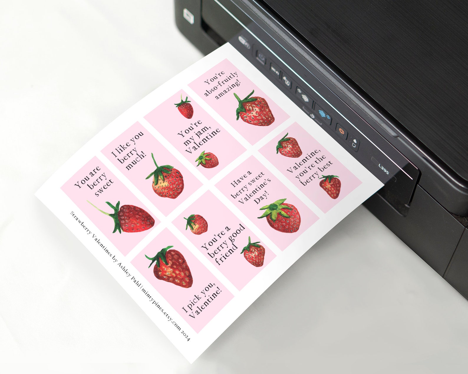 Printable Strawberry Valentines - DIY Berry Valentine's Day Cards for ...