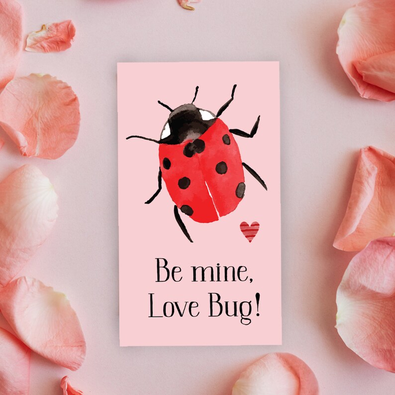 Ladybug Valentine Cards for Kids Love Bug Valentine | Etsy