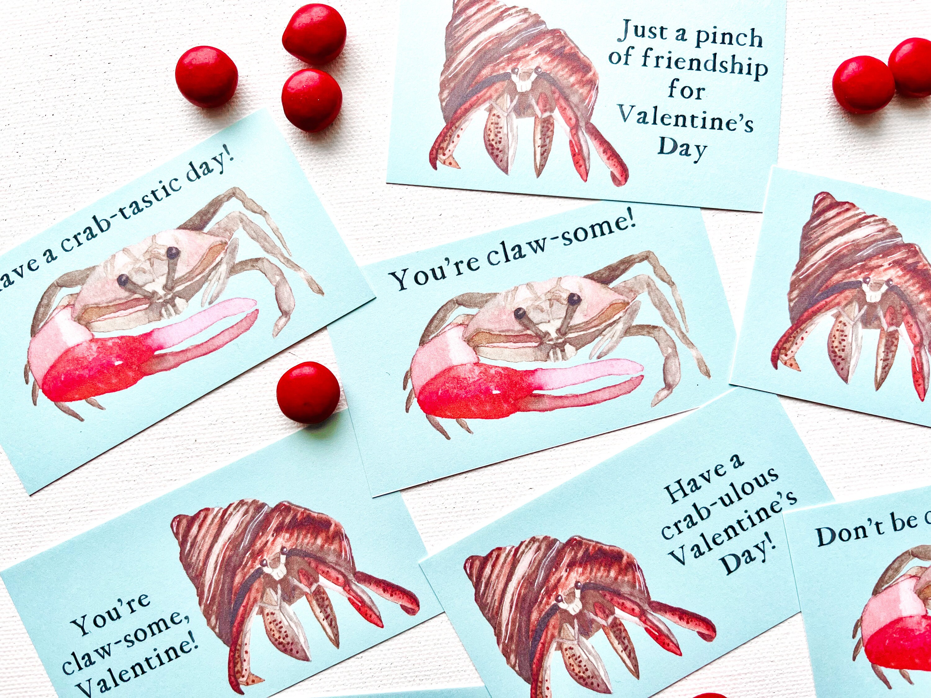Crabby Valentine's Day Cards for Kids - Printable Crab Valentine Cards ...