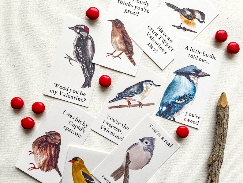 Bird Valentine Cards Mini Cards for Classroom - Etsy