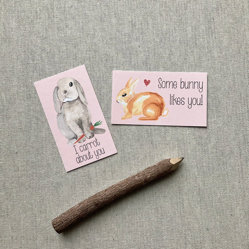 Printable Bunny Valentine Cards for Kids Rabbit Valentines - Etsy