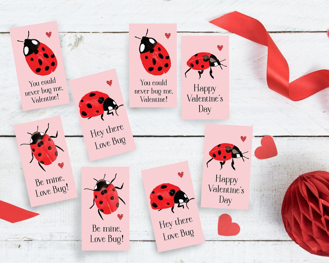 Ladybug Valentine Cards for Kids Love Bug Valentine - Etsy