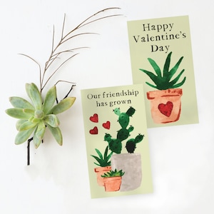 Succulent Valentines for Kids - Printable DIY Valentine's Day Cards for ...