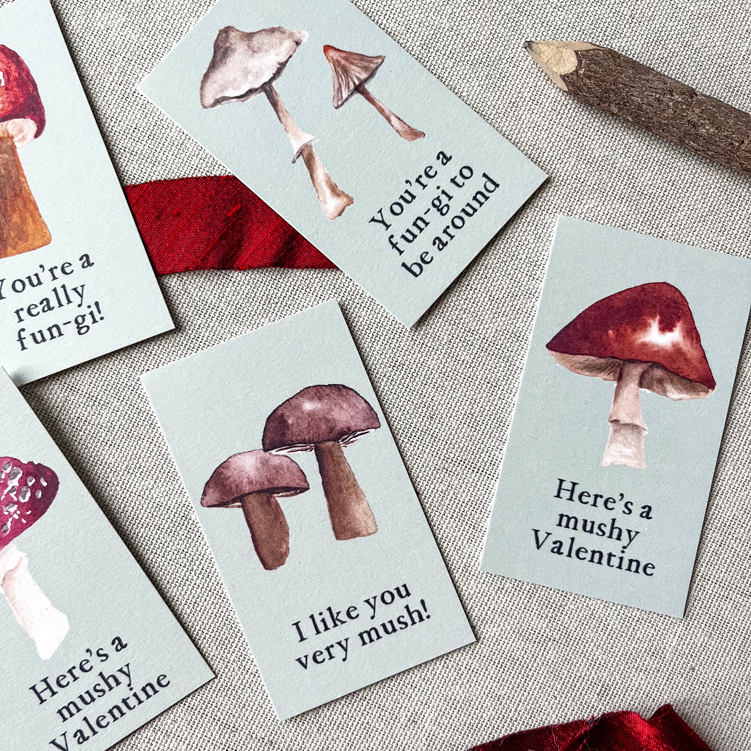 Watercolor Mushroom Valentine's Day Cards for Kids - Woodland Themed ...