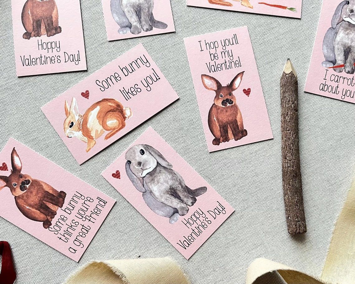 Sweet Rabbit Valentine's Day Cards for Kids - Printable Bunny ...