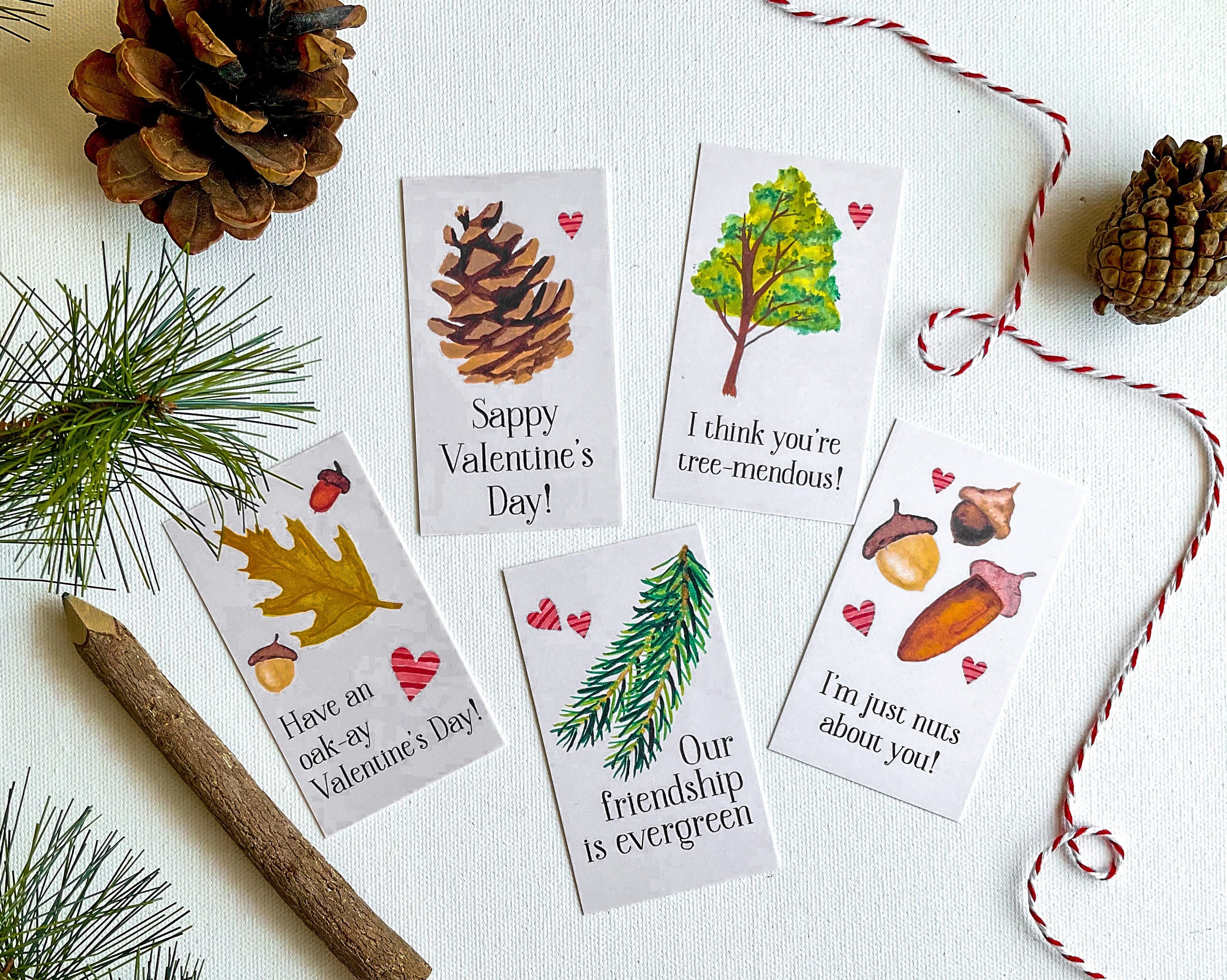 Tree Puns Valentine Cards for Kids Printable Woodland | Etsy
