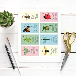 Love Bug Valentine Cards for Kids - Insect Valentine Printable ...