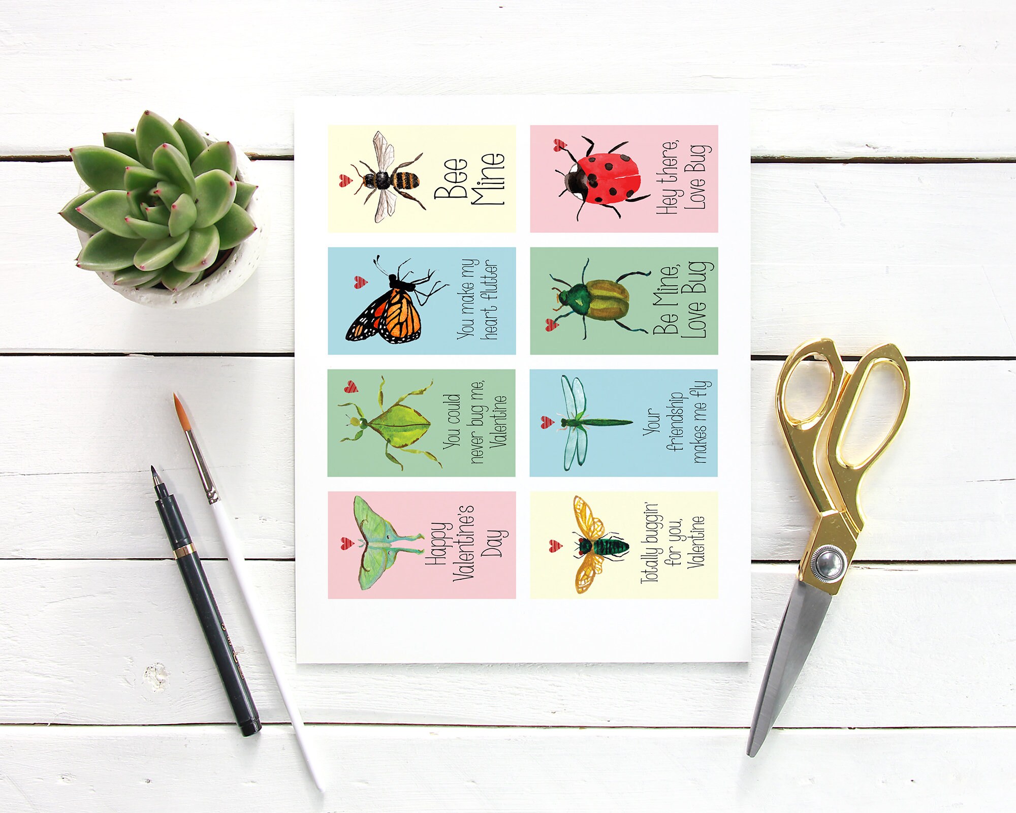 Love Bug Valentine Cards for Kids Insect Valentine Printable | Etsy