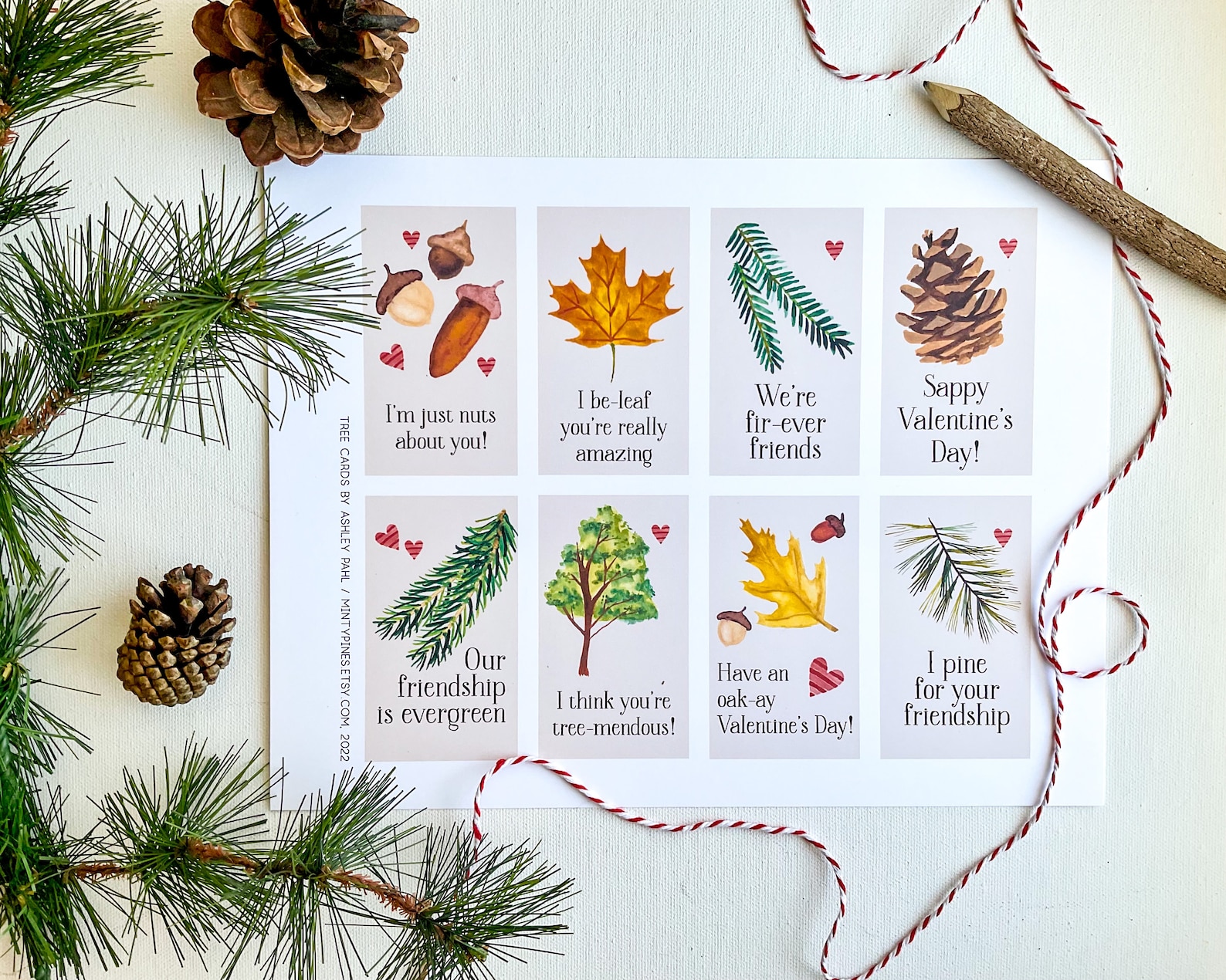 Tree Puns Valentine Cards for Kids - Printable Woodland Valentines ...