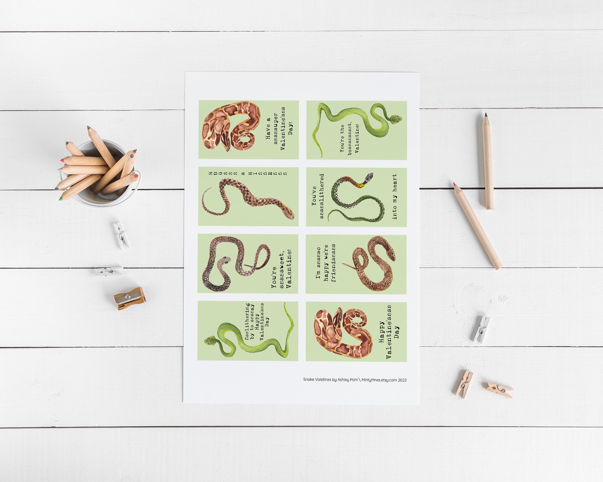 Printable Snake Valentine Cards for Kids - Classroom Valentine's Day ...