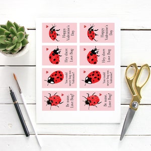 Ladybug Valentine Cards for Kids - Love Bug Valentine Printables ...