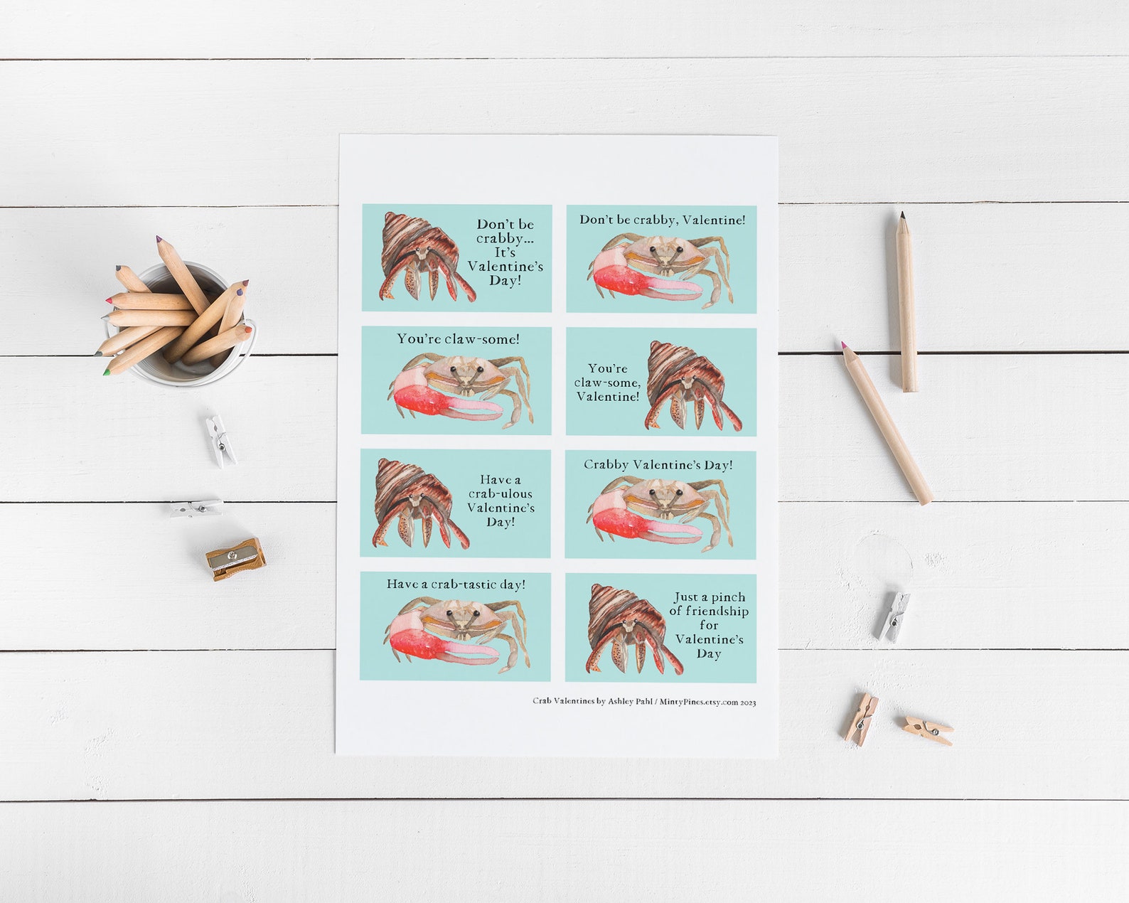 Crabby Valentine's Day Cards for Kids - Printable Crab Valentine Cards ...