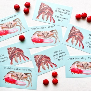 Crabby Valentine's Day Cards for Kids Printable Crab Valentine Cards ...