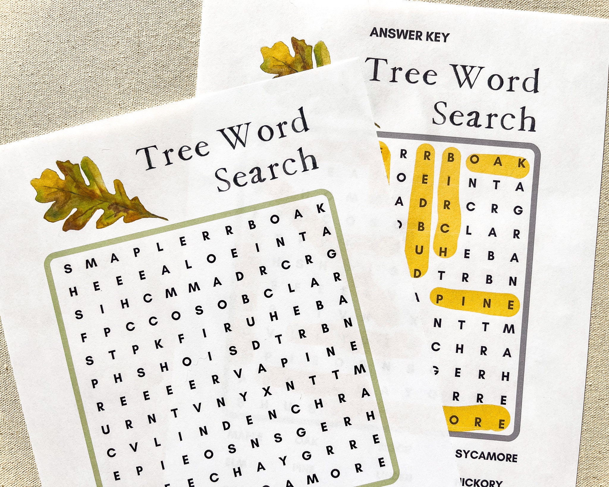 Printable Tree Word Search Types of Trees Worksheet for Home - Etsy ...