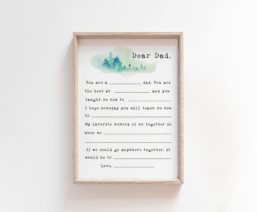 DIY Father's Day Gift for Dad - Dear Dad Fill in Printable - Dad Libs ...