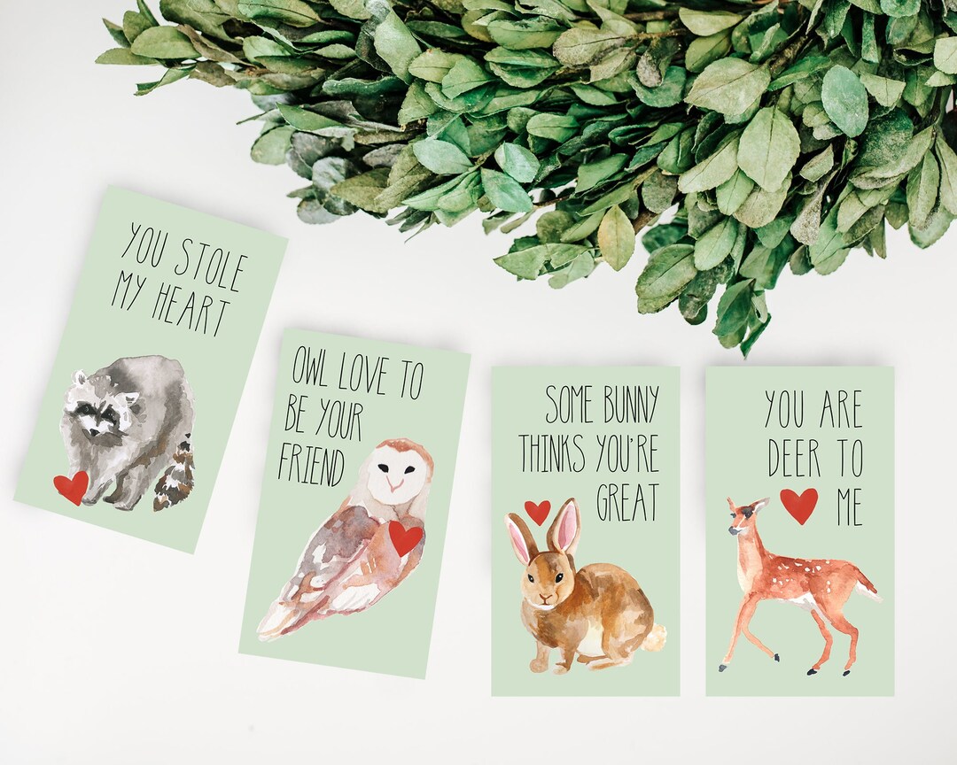 Woodland Valentine Cards for Kids - Printable Animal Valentine Cards ...