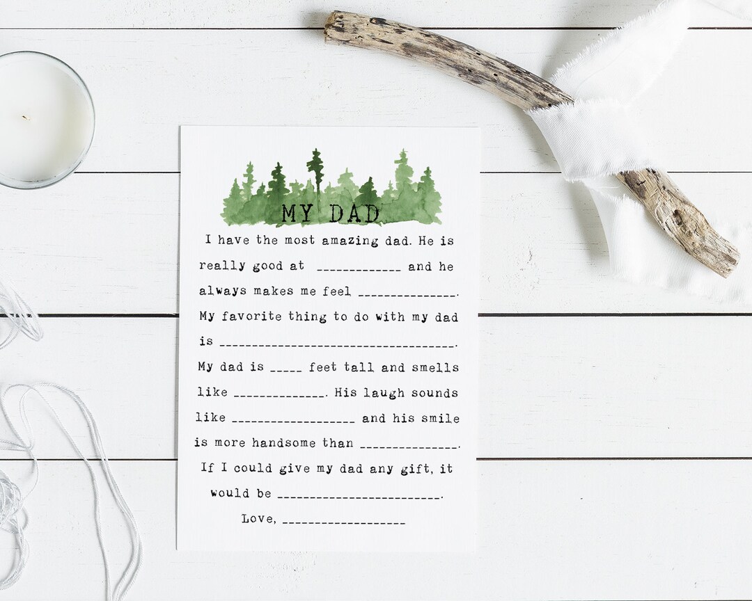 Printable Father's Day Gift - My Dad Print - Dad Libs - Fill in Gift ...
