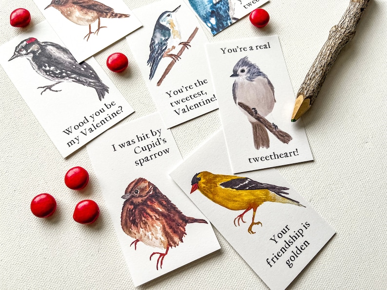 Bird Valentine Cards Mini Cards for Classroom - Etsy
