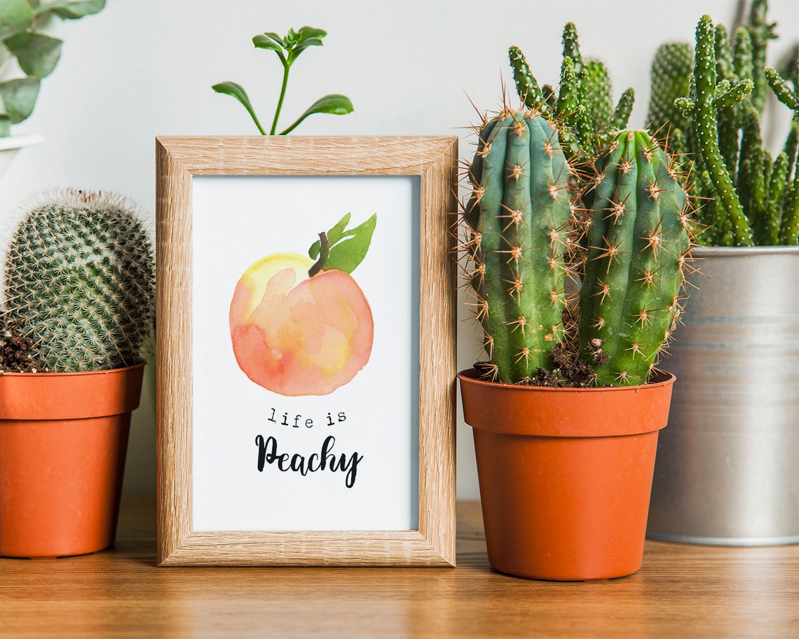 Printable Life is Peachy Art Print Peach Art Kitchen Home | Etsy