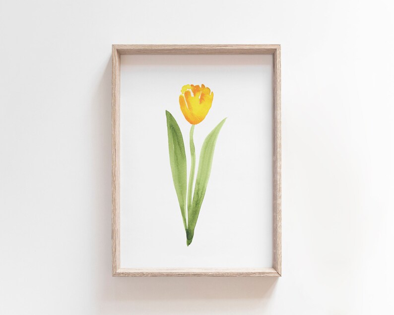Printable Set of 2 Yellow Tulip Prints - Tulip Wall Art - Watercolor ...