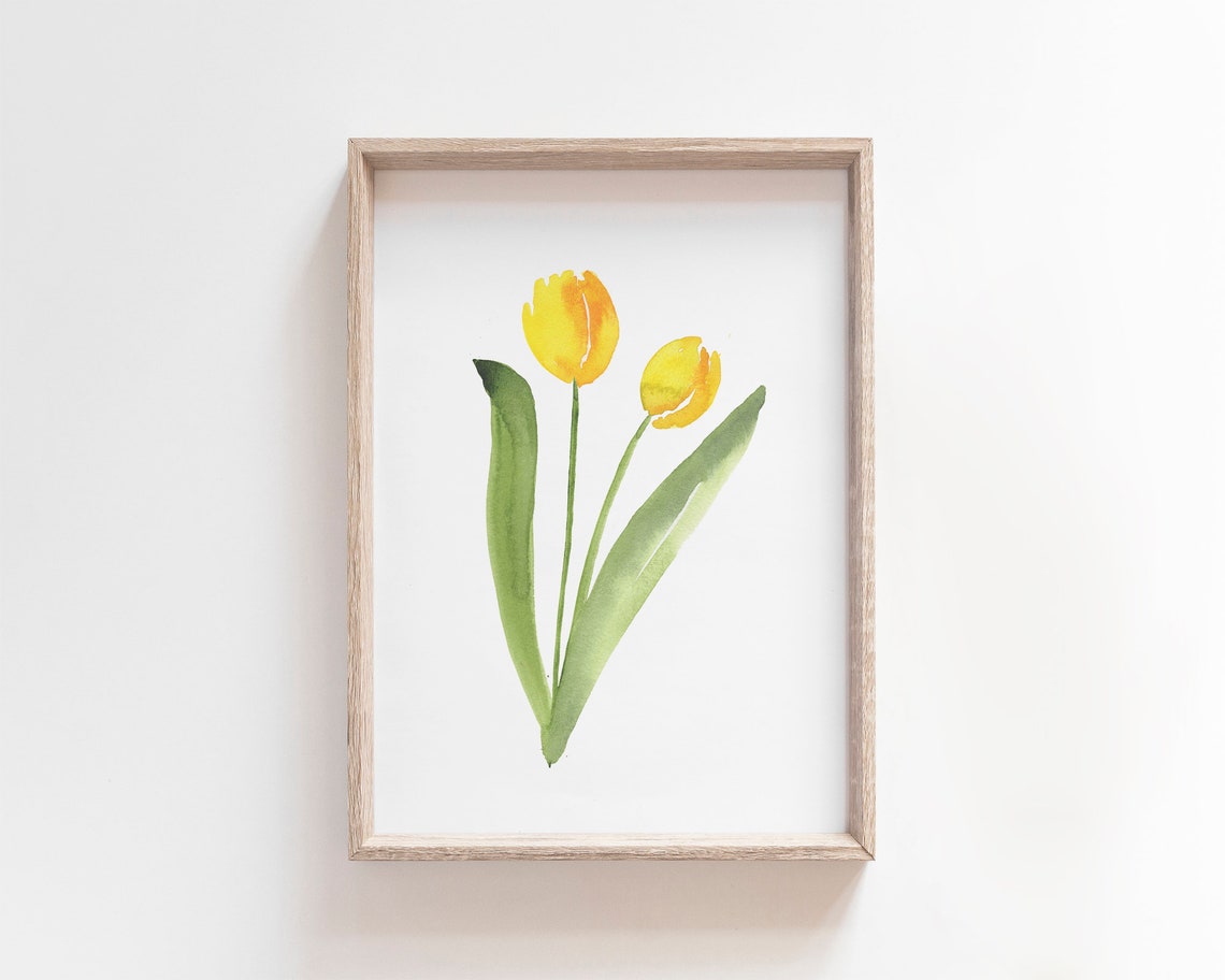 Printable Set of 2 Yellow Tulip Prints Tulip Wall Art | Etsy