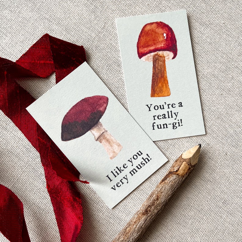 Watercolor Mushroom Valentine's Day Cards for Kids - Woodland Themed ...