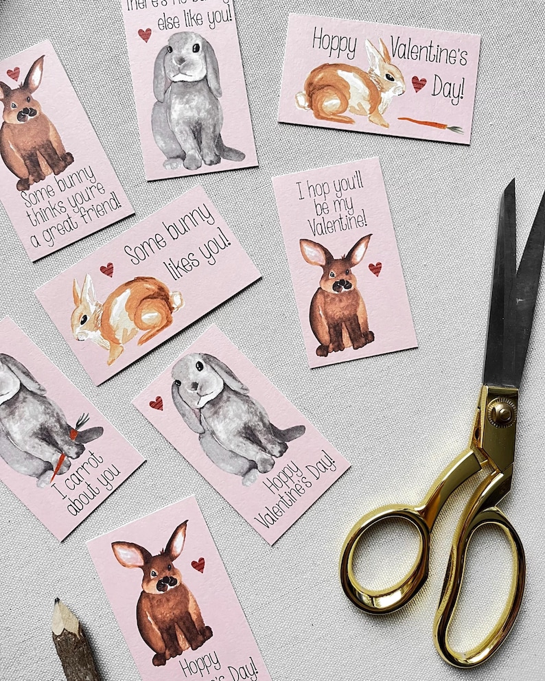 Sweet Rabbit Valentine's Day Cards for Kids - Printable Bunny ...