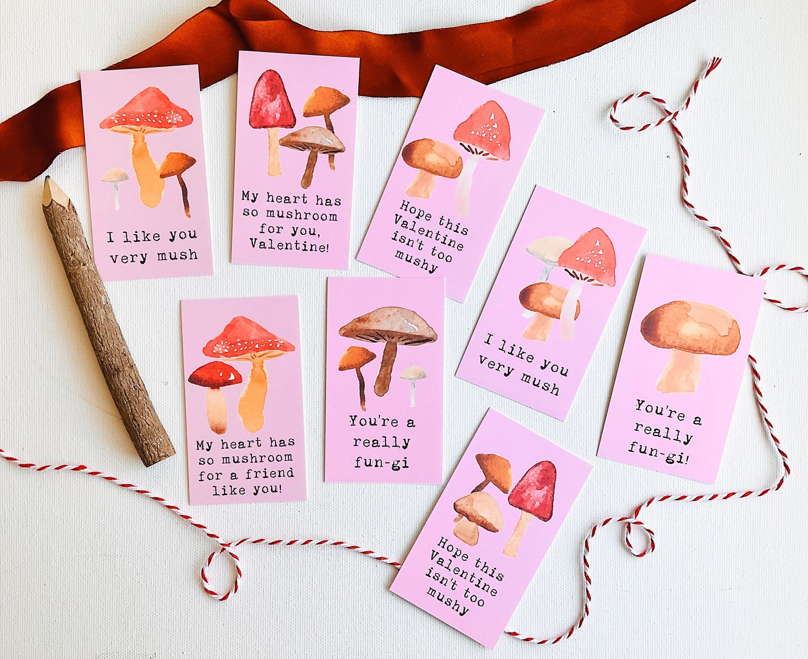 Mushroom Valentines for Kids Printable DIY Valentine's - Etsy