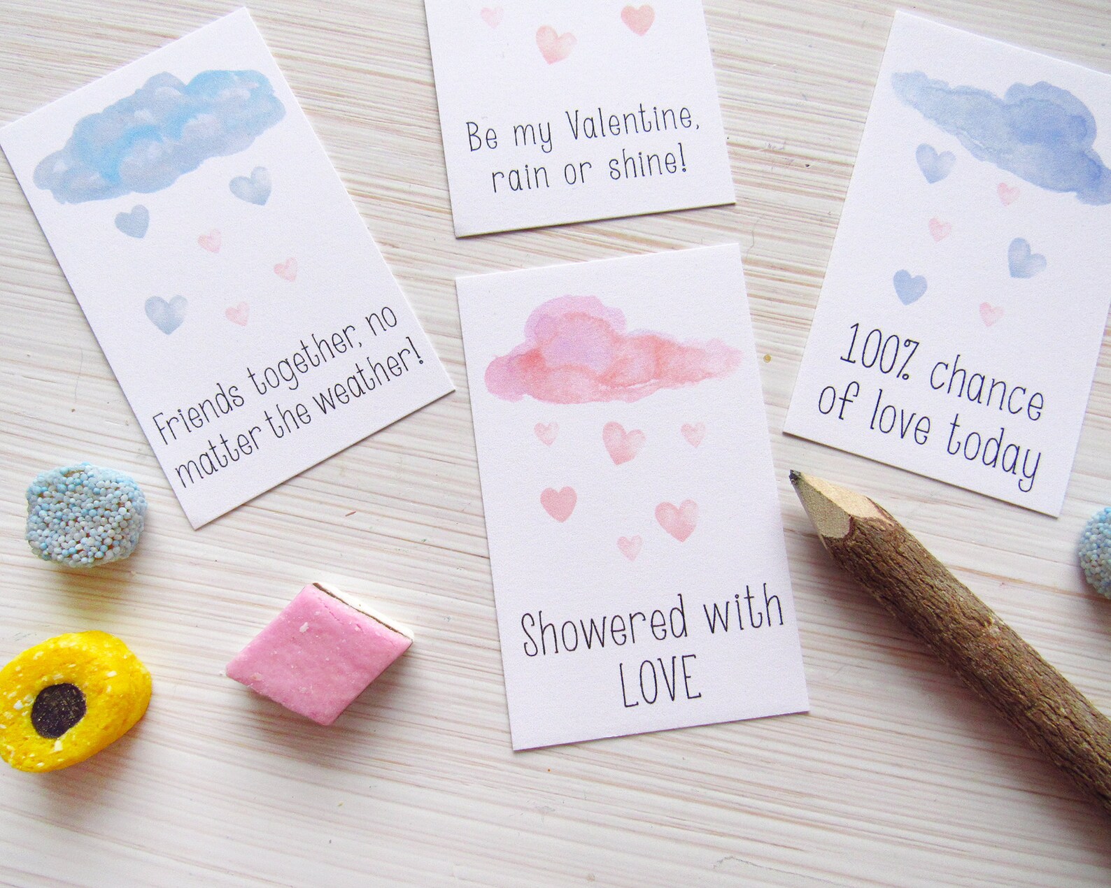Weather Valentine's Day Cards for Kids Printable Rainbow - Etsy