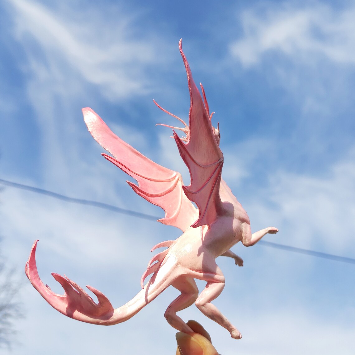 Pink dragon Cute fantasy creature art Pearl figurine | Etsy