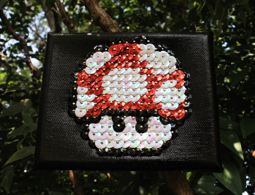 Red Mushroom Power up Shimmering Pixel Wall Art - Fan Art Accent Decor ...