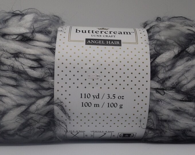Buttercream Luxe Craft Angel Hair Yarn~ Colour Black/white ~ 3.5 Oz/100 ...
