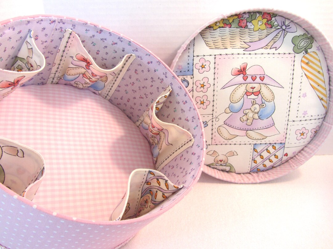 Fabric Covered Box - Sewing Basket - Jewelry Box - Needlework - Craft ...