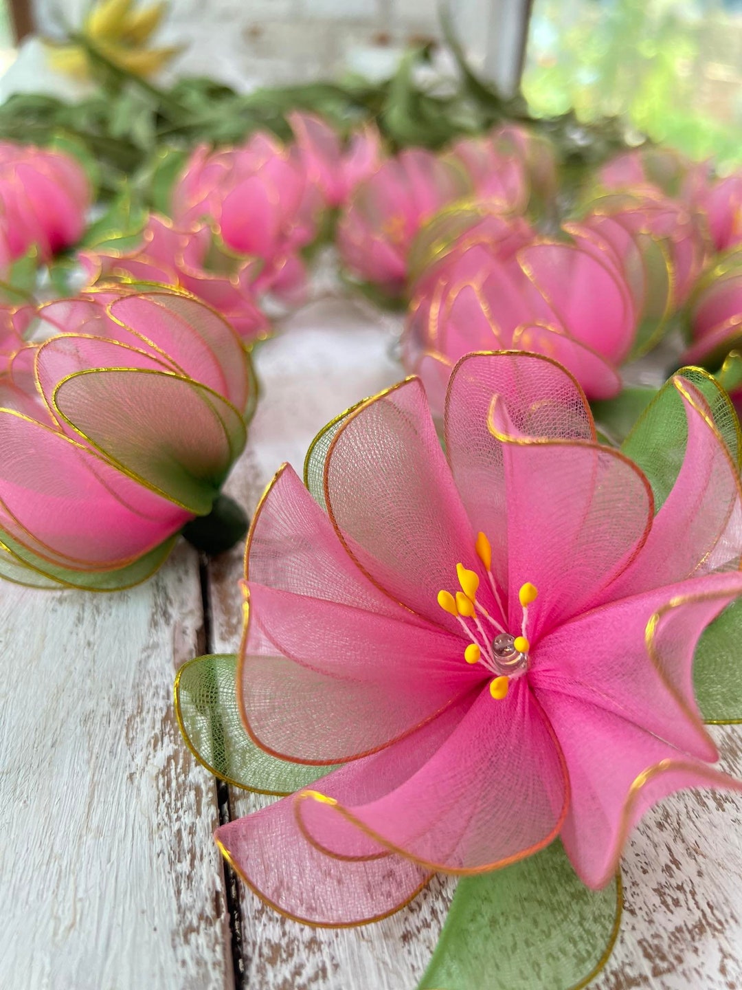 Pink Lotus String Lights Party and Decoration: 35 Bulbs Warm Fairy ...