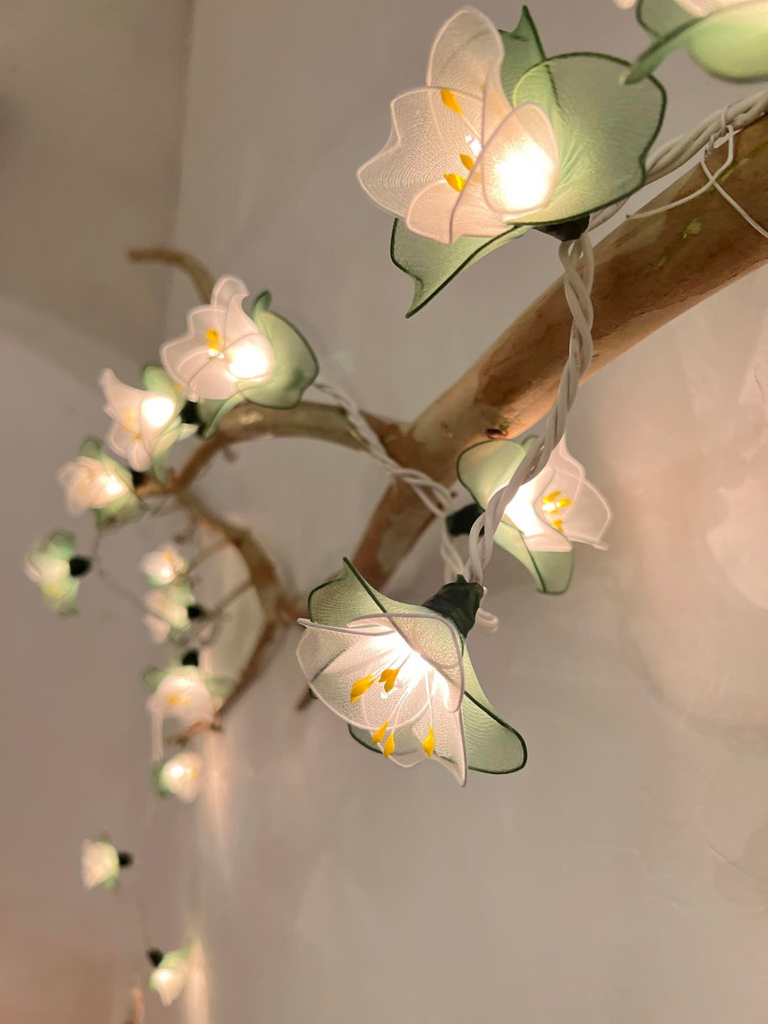 Handmade White & Green Flower String Lights: Patio Wedding Decoration ...