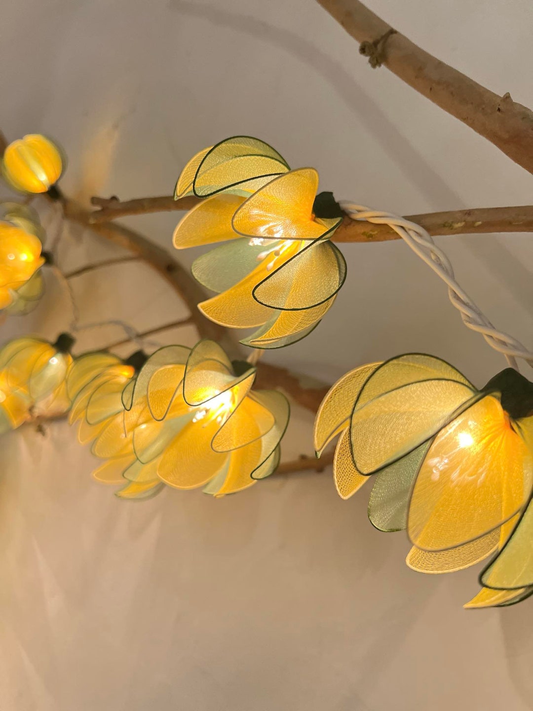 Yellow Lotus With Leaf String Lights for Patio , Wedding , Party and ...