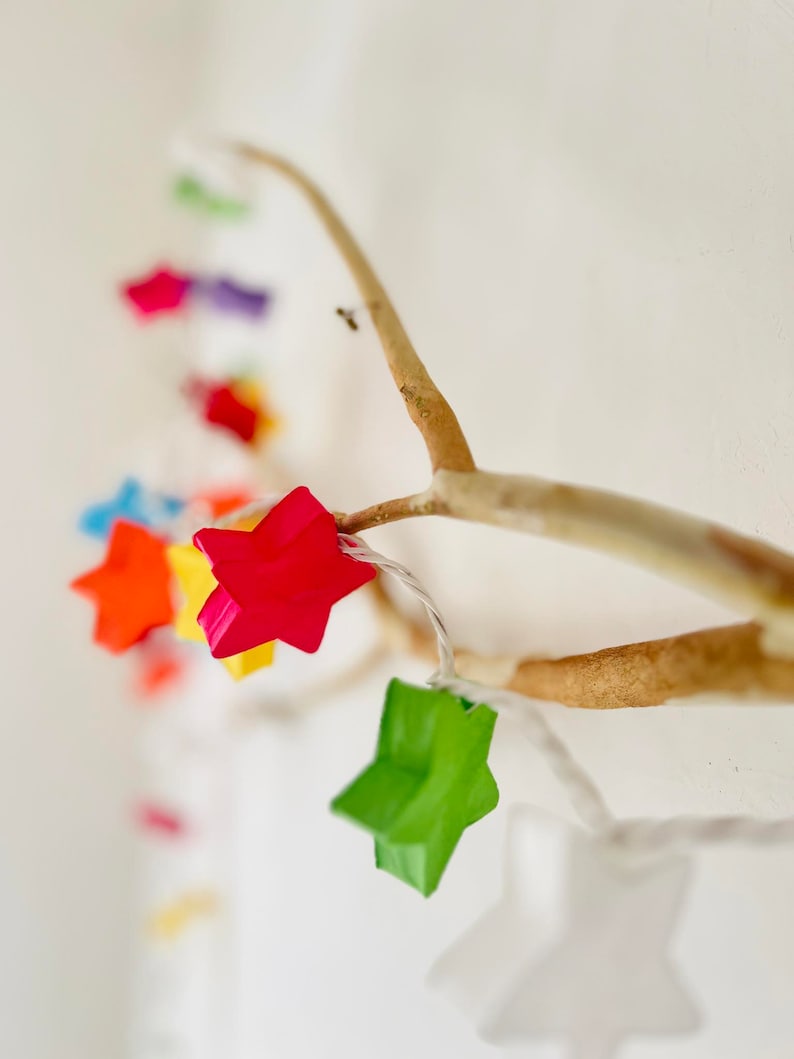 Star Paper Lantern Colorful String Lights Garland: 35 Bulbs Fairy ...