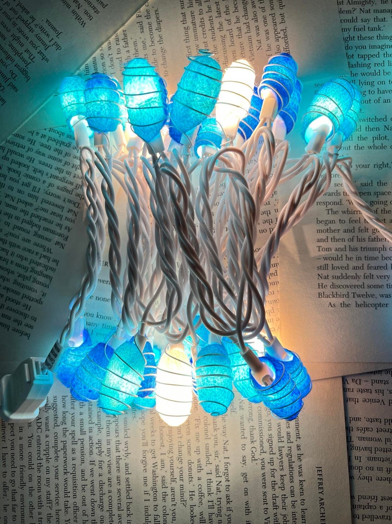 Handmade Ocean Blue Cocoon Fairy Lights: Party Decor (20 UL Warm Lights ...