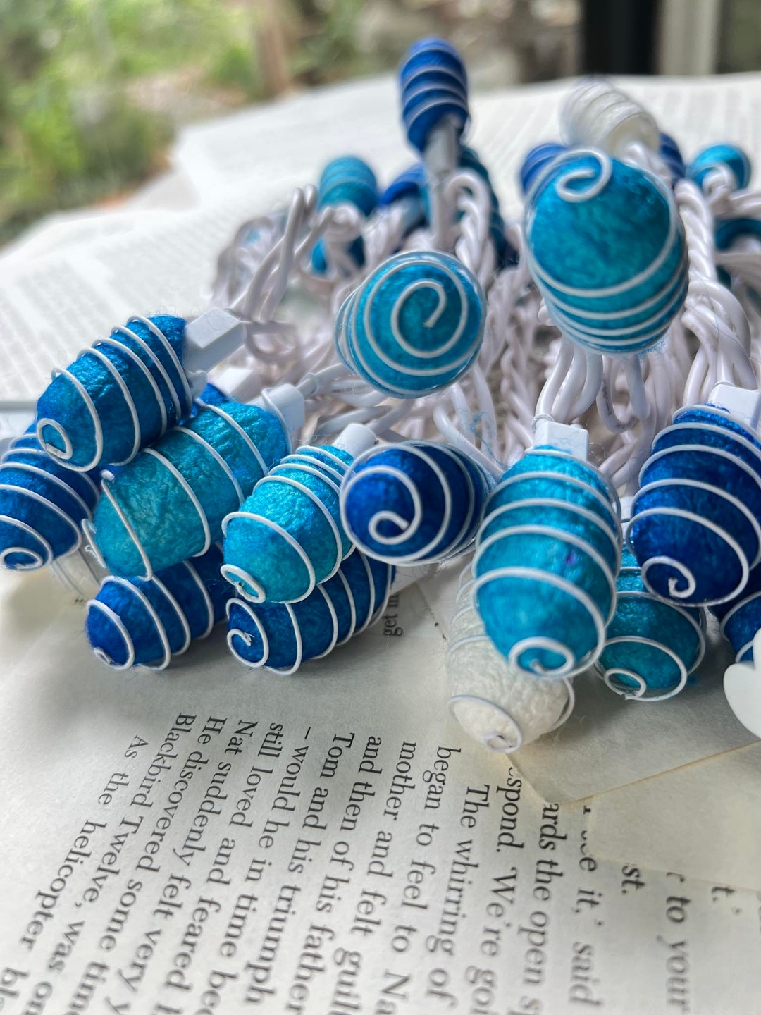 Handmade Ocean Blue Cocoon String Lights for Party and Decoration ...