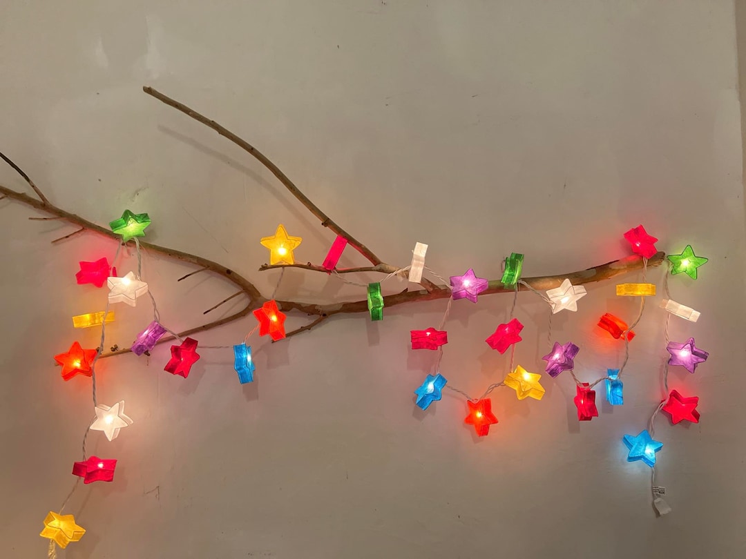 Star Paper Lantern Colorful String Lights Garland: 35 Bulbs Fairy ...