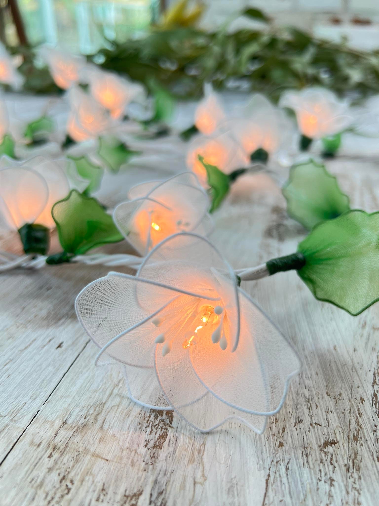 White Himalayas Flower With Leaf String Lights for Patio,wedding,party ...