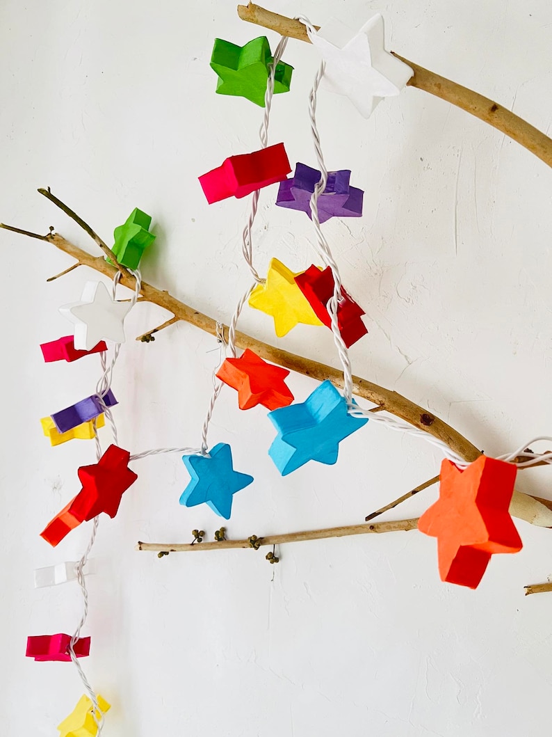 Star Paper Lantern Colorful String Lights Garland: 35 Bulbs Fairy ...